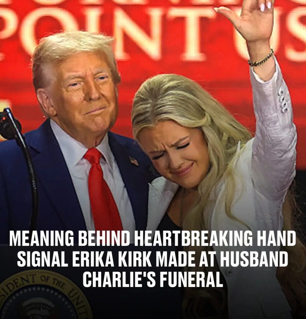 Meaning behind heartbreaking hand signal Erika Kirk made at husband ...